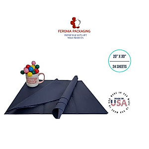 Navy Blue Tissue Paper Squares, Bulk 24 Sheets, Premium Gift Wrap and Art Supplies for Birthdays, Holidays, or Presents by Feronia packaging, Large 20 Inch x 30 Inch