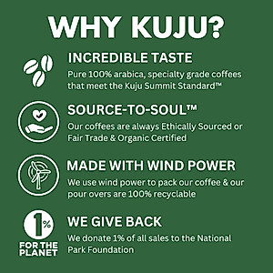 Kuju Coffee Premium Pour Over Camping Coffee Singles - 6 Pack Basecamp Blend, Medium Roast - Superior Instant Pocket Coffee for Backpacking, Travel, and Camp