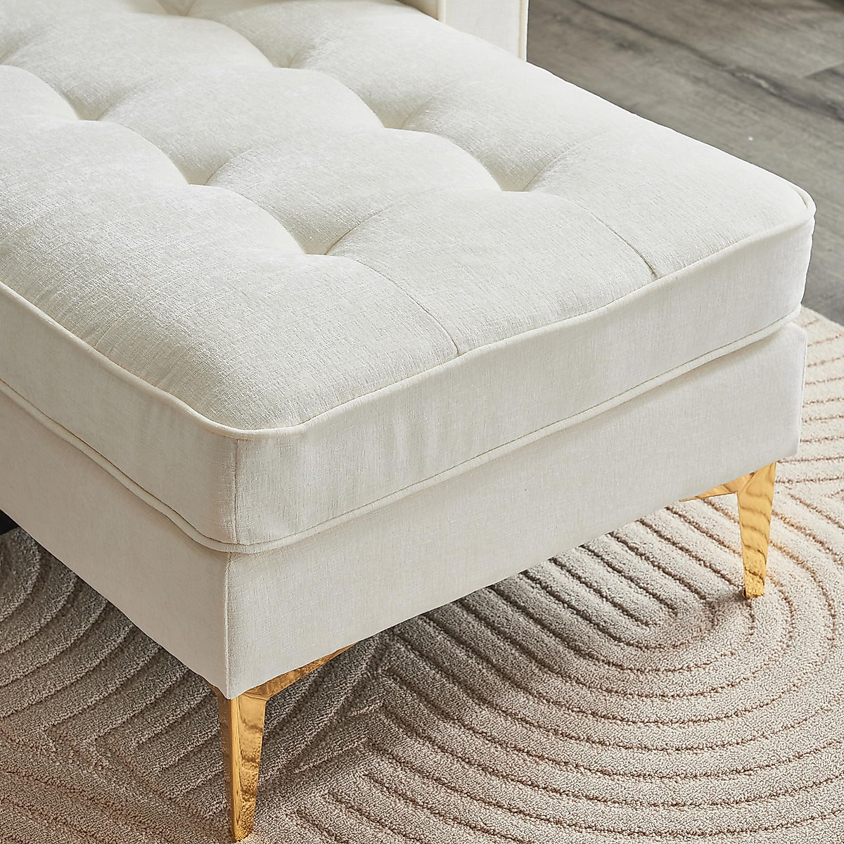 Convertible Sectional Sofa 85.38" L Shaped 3 Seat Couch Heavy Duty Corner Couch Chenille Lounge Couch w/Reversible Chaise & Arm-Pillows,Comfy Upholstery Sofa & Couches for Living Room Apartment,Beige