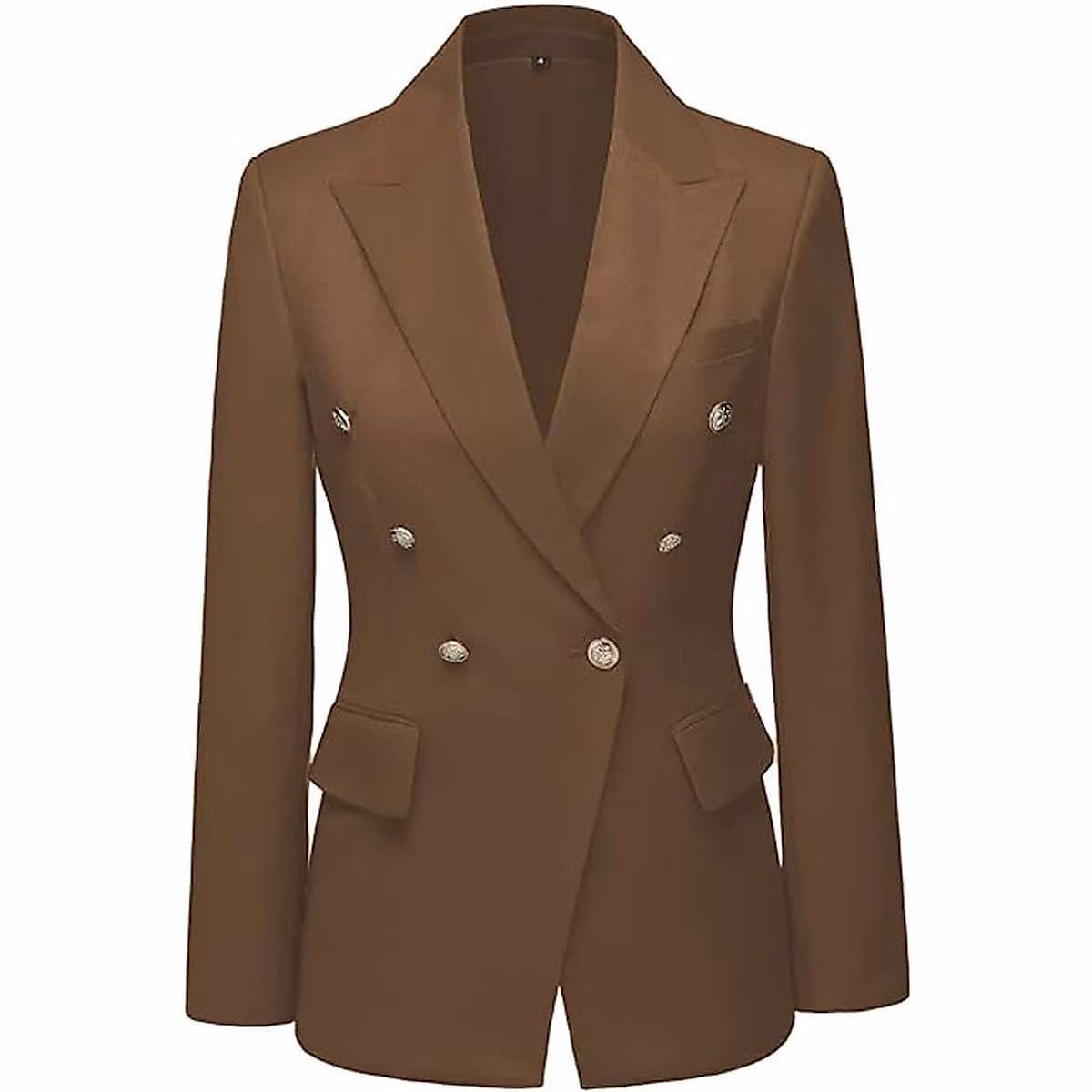 2 PC Womens Skirt Suit for Work Double Breasted Office Business Suit Notch Lapel Blazer Skirt Prom Suit Brown S