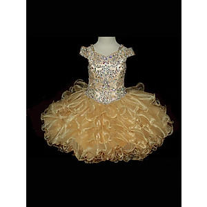 M_RAC Baby Girl's Crystal Off The Shoulder Glitz Cupcake Pageant Dresses Toddler Short Birthday Party Gowns Pink 3