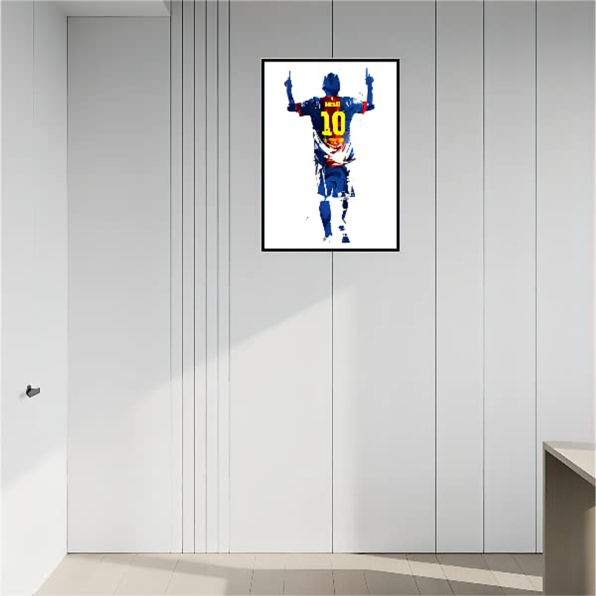 Lionel Messi Poster Decorative Canvas Wall Art Living Room Soccer poster Messi posters for boys bedroom Victory Pose Frameless Canvas 16x24 inches (40x60cm)
