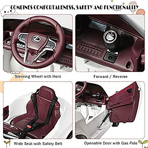 Costzon Ride on Car, Licensed Lexus LC500, 12V Battery Powered Car w/Remote Control, 3 Speed, LED Lights, Horn, MP3&USB, Slow Start, Spring Suspension, Electric Vehicle for Boys& Girls (White)