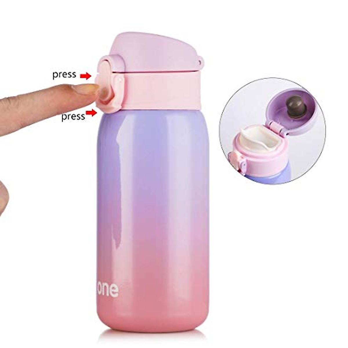 Sprouts Kids Water Bottle - 11Oz, Insulated Stainless Steel Bottle, Leakproof, Perfect for Kids Lunch Bag (Purple-pink)