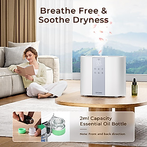 OPOWO Humidifier for Bedroom Cool Mist for Plants, 5.5L Top Fill Air Humidifier for Large Room, Essential Oil Diffuser, Lasts up to 55H, Sleep Mode, Timer, Touch and Remote Control, Auto Off