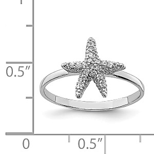IceCarats 925 Sterling Silver Cubic Zirconia CZ Starfish Ring Size 8