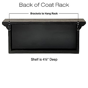 EXCELLO GLOBAL PRODUCTS Black 16" Coat Rack with 4 Gold Hooks: Ready to Hang Entryway Coatrack for Organization of Jackets, Hats, Scarves, Keys & Purses (Black)