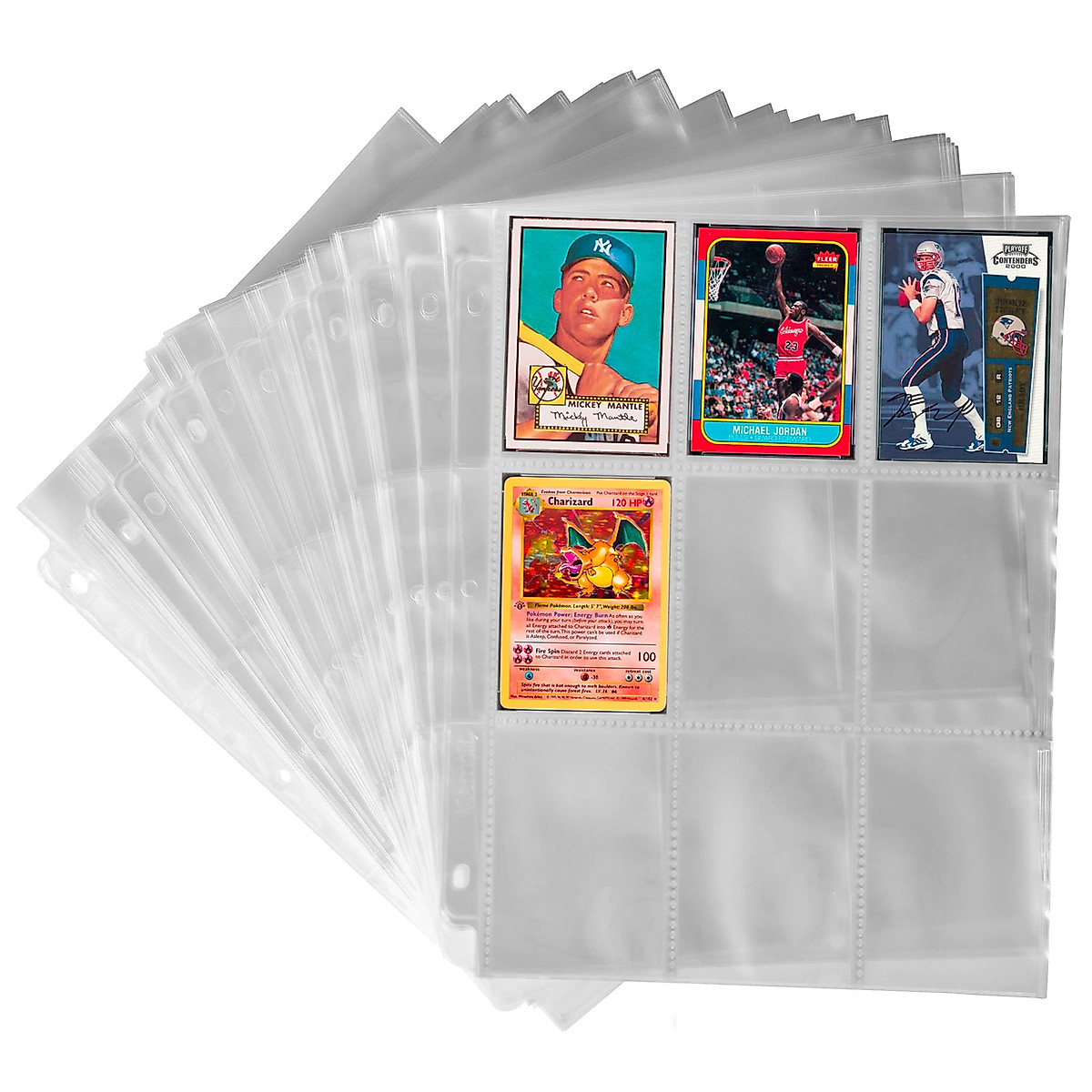 Samsill 100 Pack 9 Pocket Trading Card Sleeves, Holds 900 Cards,Clear, Fits in Standard 3 Ring Binder