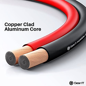 GearIT 14 Gauge Wire (100ft Each - Black/Red) Copper Clad Aluminum CCA - Primary Automotive Power/Ground for Battery Cable, Car Audio, Trailer Harness, Electrical - 200 Feet Total 14ga AWG Wire
