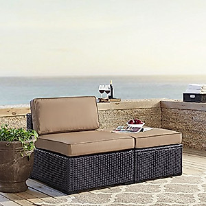 Crosley Furniture KO70125BR-MO Biscayne Outdoor Wicker Armless Chair with Mocha Cushions - Brown