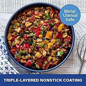 Granitestone Bakeware Round Baking Pan, Nonstick 9 Inch Round Cake Pan, Dishwasher Safe Circle Cake Pan for Cake, Cheesecake and More, Even Heating, No Warp, Healthy and Toxin Free Cake Tin- 9.5”x 2”