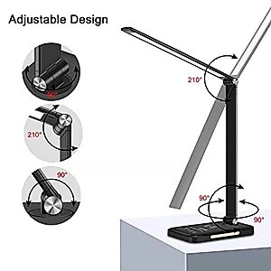 AFROG 8-in-1 4th Gen Multifunctional LED Desk Lamp with 10W Fast Wireless Charger,USB Charging Port,1200Lux Super Bright,5 Lighting Mode,7 Brightness，40 Min Timer,Night Light Function,5000K