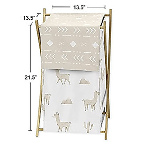 Sweet Jojo Designs Boho Llama Baby Kid Clothes Laundry Hamper - Gender Neutral Beige Taupe Tan and White Bohemian Southwest Watercolor Mountain Cactus Alpaca Farmhouse Animal Aztec Tribal Geometric