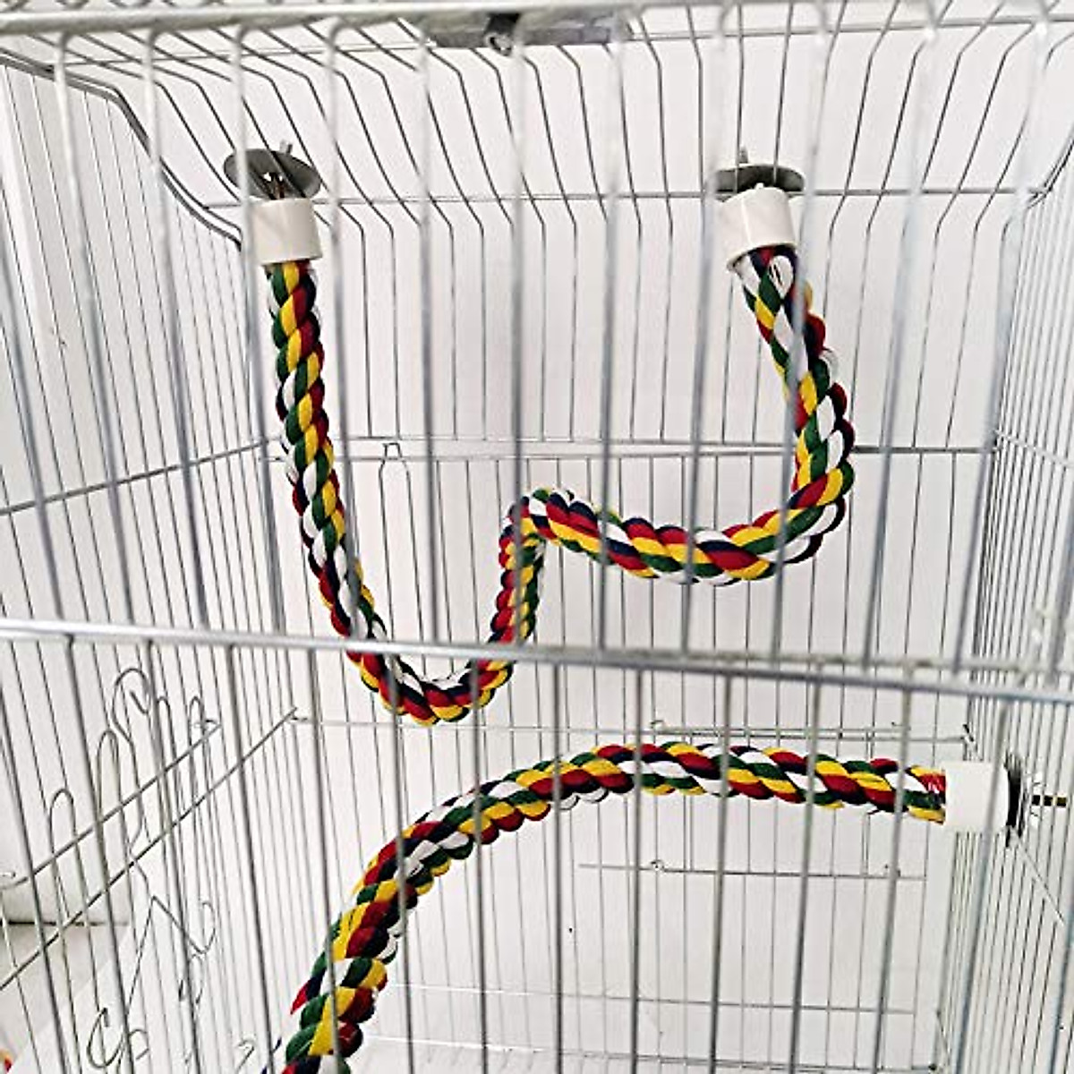 1 Piece Bird Perch Bird Toy Bird Spiral Rope Perch Bird Spiral Cotton Rope Perches Bird Cage Accessories Parakeet Climbing Stand Bar Parrot Cotton Swing Climbing Standing Toys(26.32 Inch)