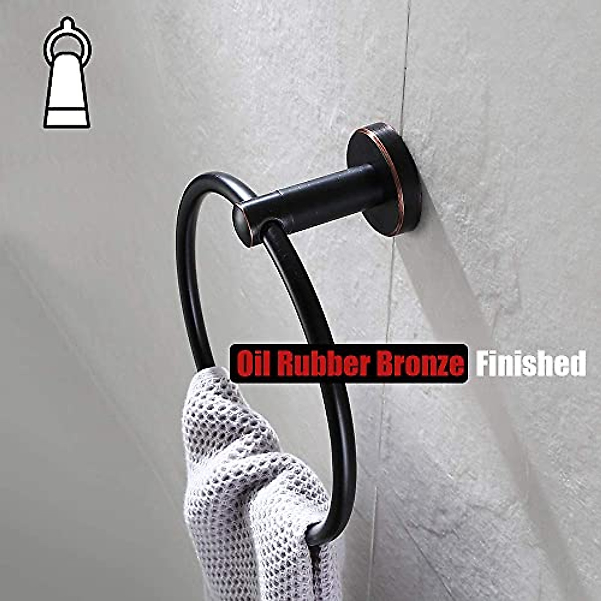 JQK Towel Ring Oil Rubbed Bronze, Stainless Steel Hand Towel Holder for Bathroom, ORB Wall Mount, TR130-ORB