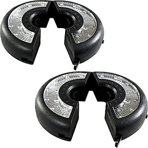 Sunnydaze 24-LED Umbrella Lights 2-Panel Cordless Light Ring for Patio Umbrellas - Battery Operated - Black - Set of 2