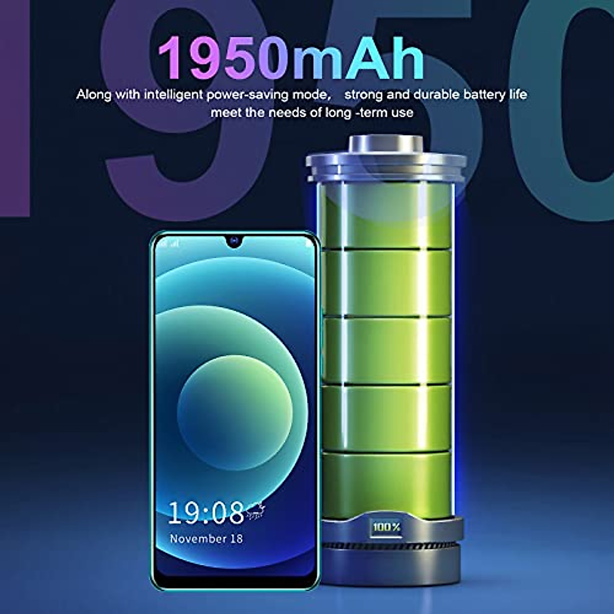 Unlocked Android Smartphone, 6.26in HD Screen Cell Phone, 2MP+2MP Camera 1GB RAM + 8GB ROM Smartphone, Dual Card Dual Standby, Face Recognition, with WiFi+BT+FM+GPS(Green)