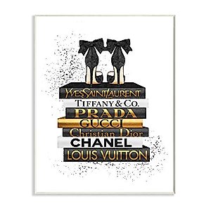 Stupell Industries Black Heels White Gold Bookstack Glam Fashion Design, Designed by Amanda Greenwood Art, 13 x 19, Wall Plaque