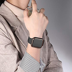 GEAK Hard Cover Compatible for Apple Watch Case 40mm with Screen Protector, Full Coverage Hard PC Cover with Rose Gold Edge Screen Protector for Women Men iWatch 40mm Series 6/5/4/SE Black/Rose Gold