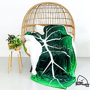 Green Philosophy Co. Giant Leaf Shaped Blanket (Philodendron Gloriosum) Large Modern Home Decorative Leaves Design Soft Warm & Cozy Throw for Living Room Couch Sofa Bed Perfect for Plant Lovers