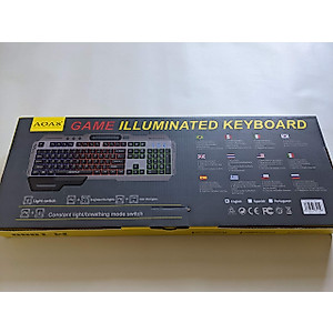 Illuminated Gaming Keyboard Model M-1000, Ergonomic Design, Waterproof and Anti-Skid Design, Support Multiple System, Constant Light/Breathing Mode Switch, Strong USB Cable 1.5m (5 ft.)