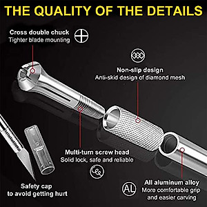 230 PCS Hobby Craft Knife Kit,215 PCS Precision Carving Blades with 2 PCS Craft Knife, Utility Knife with 11 PCS Art Blades, Scrapbooking Stencil for DIY Art Working Cutting