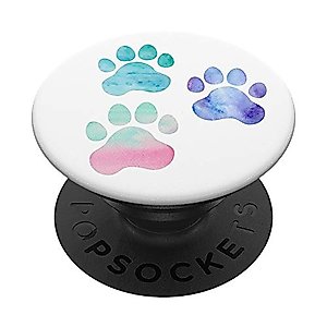 Animal Lover Gift Colorful Tracks Print Dog Cat Paws PopSockets PopGrip: Swappable Grip for Phones & Tablets