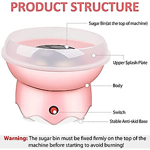 Cotton Candy Machine for Kids, Professional Cotton Candy Maker Machine BPA Free with 10 Cones and Sugar Scoop for Birthday Parties, Children's Day