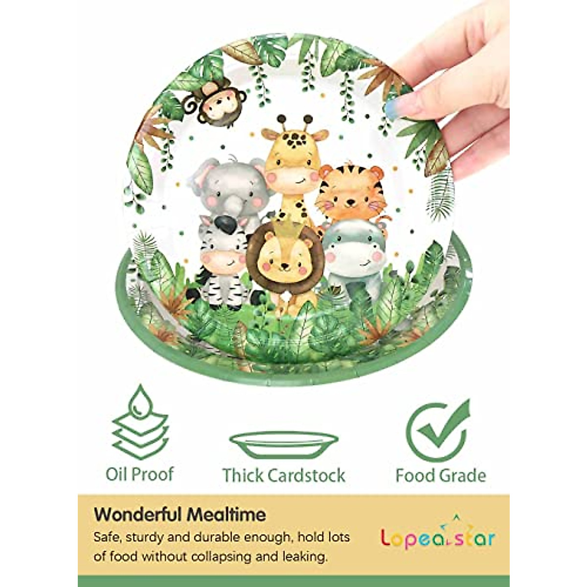 Safari Baby Shower Decorations Boy Plates Napkins and Tablecloth Set Serves 25,Jungle Animal Theme Birthday Party Supplies