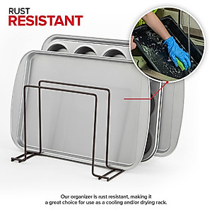 Stock Your Home Bronze (2 Pack) Steel Baking Pan Organizer Rack for Cabinet or Counter, Holder for Kitchen Cutting Boards, Pot Lids, or Cookie Sheets - Rust Proof Wire, Drying Storage