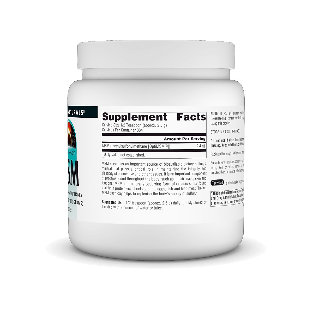 Source Naturals MSM (Methylsulfonylmethane) Net WT. 35 Ounce (1,000 GRAMS) - Powder