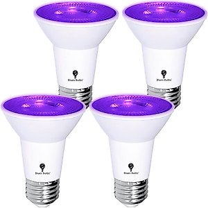 4 Pack BlueX LED PAR20 Flood Purple Light Bulb - 8W (65Watt Equivalent) - Dimmable - E26 Base Purple LED Lights, Party Decoration, Porch, Home Lighting, Holiday Lighting, Flood Lights