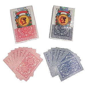 Spanish Playing Cards, Barajas Españolas Originales, Cartas Españolas Originales, Briscas Cards Puerto Rico,Mexican Playing Cards, Mexican Card Game, Spanish Cards Deck (Red + Blue)