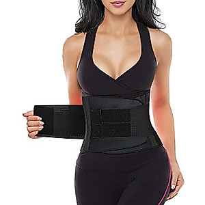 YIANNA Women Waist Trainer Belt - Slimming Sauna Waist Trimmer Belly Band Sweat Sports Girdle Belt Weight loss, YA8002-2-Black-S