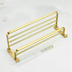 INKTUS Towel Rack Towel Bar Space Aluminum Towel Rack 2 Tiers Foldable Bathroom Towel Holder Wall Towel Bar Home Hotel Storage Shelf Punch-Free Towel Shelf Towel Stand