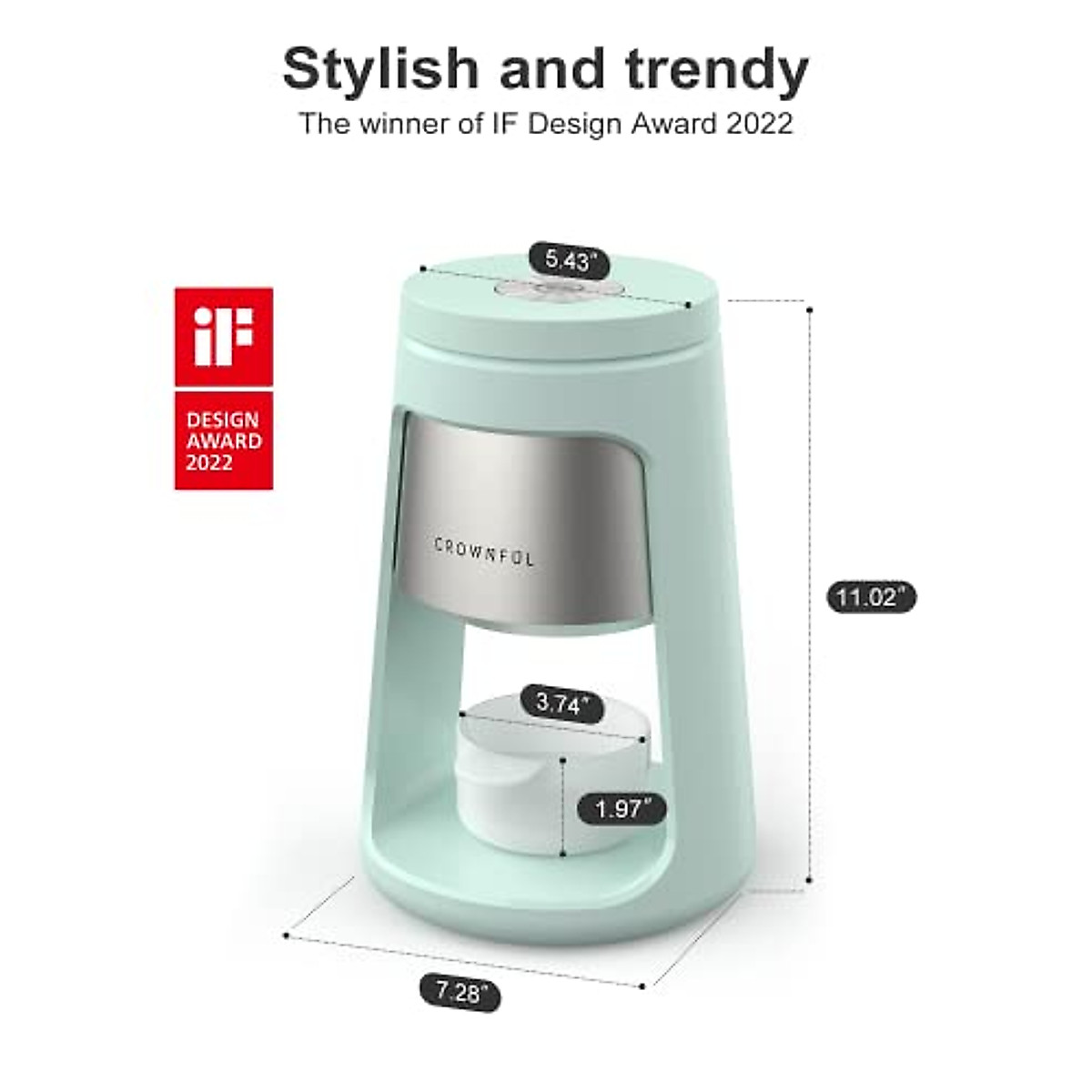 CROWNFUL Shaved Ice Machine Snow Cone Machine, 2 Ice Cups with Lids, Ice Shaver Machine for Snow Cones, Snowballs, Frozen Cocktails and More, Easy to DIY with Snow Cone Syrup at Home