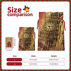 Drawstrings Christmas Gift Bags Collage-Icons-Of-London Presents Wrapping Bags Xmas Gift Wrapping Sacks Pouches Medium