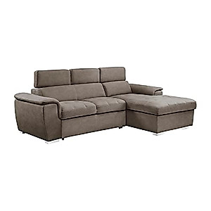 Lexicon Cheyenne Convertible Sectional Sofa Sleeper, Right Chaise, Taupe