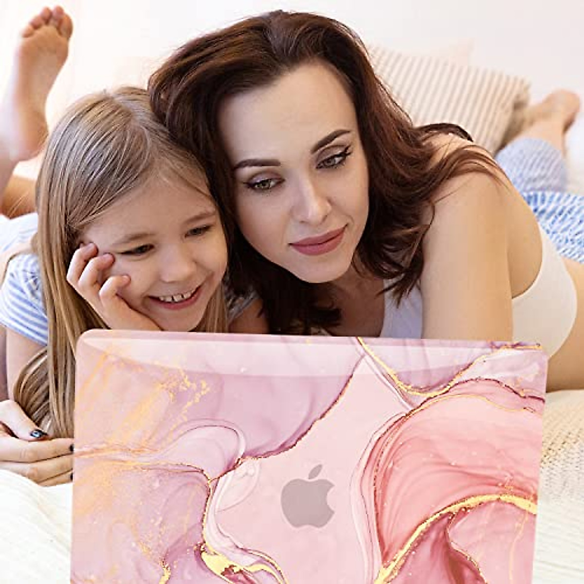 B BELK Compatible with MacBook Air 13 inch Case 2021 2020 2019 2018 M1 A2337 A2179 A1932 Touch ID Retina Display, Plastic Laptop Hard Shell Case + 2 Keyboard Cover + Screen Protector, Pink Marble