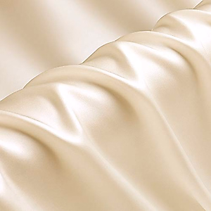 Champagne 100% Pure Silk Solid Color Charmeuse Fabrics by The Pre-Cut 1 Yard for Sewing Width 44 inch