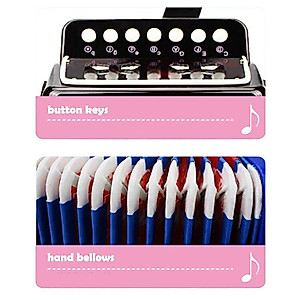 BORIYAM Mini Accordion Instrument, 10-Key Control Button, Christmas Performance & Family Music Educational Instrument (Black)