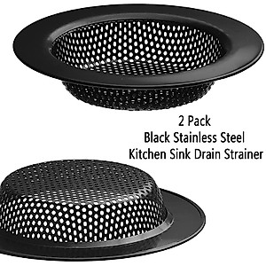 2 Pcs Black Stainless Steel Mesh Sink Drain Strainer, 4.5" Top / 3" Kitchen Filter Trap Basket, Large Food Catch for Bathroom Bathtub Wash basin Floor drain balcony RV Drain Hole Electroplated Coatin