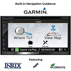 KENWOOD DNX577S 6.8" DVD Car Stereo, Garmin Navigation Built in, Inrix Traffic Service, CarPlay and Android Auto, Bluetooth, Four Camera Inputs