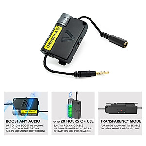 Small Portable Headset Amplifier 3.5mm Input and Output - IASUS EAR3H Amp Boosts 10dB Compatible with Most Helmet Comms and Speakers, Smartphones for Motorcycle, Electric Bike, Scooter Helmets
