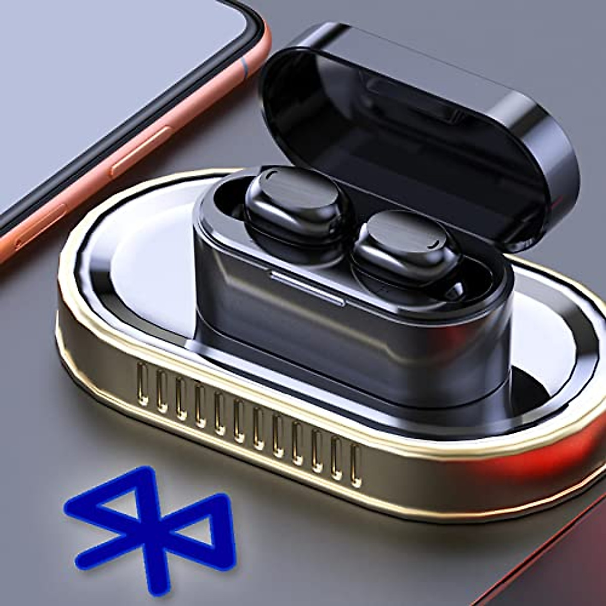 Wireless Bluetooth 5.0 Headset Touch Control- Bluetooth Headset Intelligent Noise Reduction Hd Call -Waterproof,Rich- and Full Bass,Long Standby Time,Compatible with iOS&Android for Sports Gym