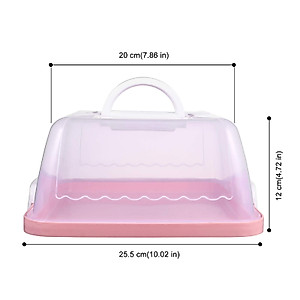 BESTOYARD Locking Cake Carrier Square Storage Container Stand for Cupcakes and Cakes with Collapsible Handles Pink,15536186GQMGRP,25.5x20cm