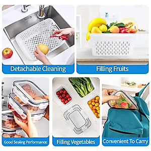 Aero Zen Fruit Storage Containers for Fridge with Removable Strainer,Vegetable Salad Crisper,BPA-Free Refrigerator Organiser,Not Dishwasher Safe,Keep Berry Fruit Vegetable Food Meat Fresh Longer