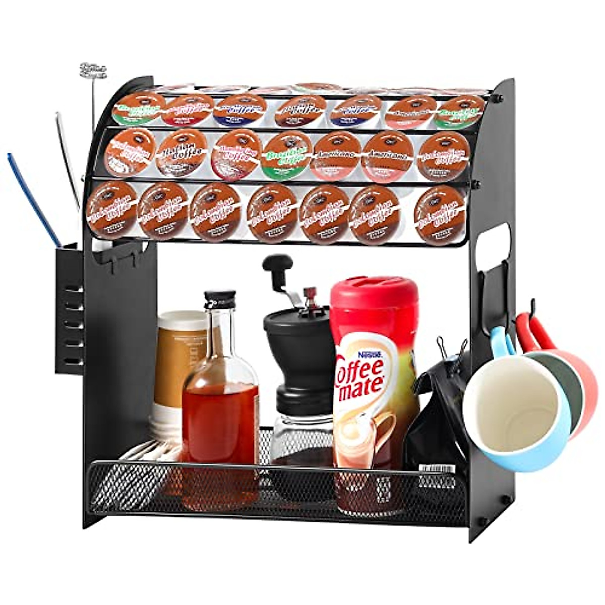 Metal K Cup Holders for Counter by Kinkota, K Cup Organizer, Large Capacity Coffee Pod Holder Coffee Station Organizer, Durable Coffee Bar Accessories