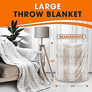 Cheer Collection Embossed Faux Fur Throw Blanket - Ultra Soft Fuzzy Blanket, 60" x 70" - Snow Leopard