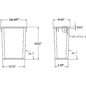 Hardware Resources Plastic Waste Container, 35 Quarts (Pack of 1), Grey